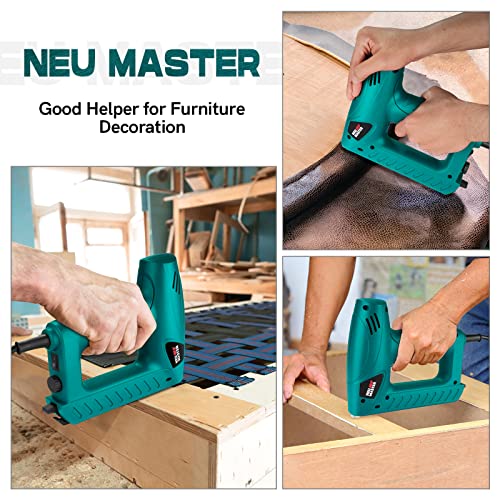 Electric Brad Nailer, NEU MASTER Staple Gun N6013 with Contact Safety and Power Adjustable Knob for Upholstery and Home Improvement, Includes 336pcs Staples and 200pcs Nails