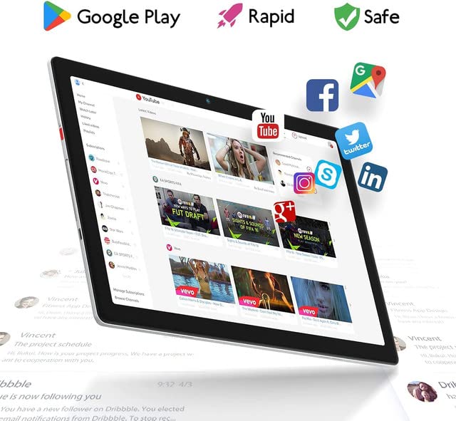 MODERNESS Tablet 10.1 Inch Android 12 Quad Core 32GB ROM 1280x800 IPS Display 5000mAh Tablets PC Silver