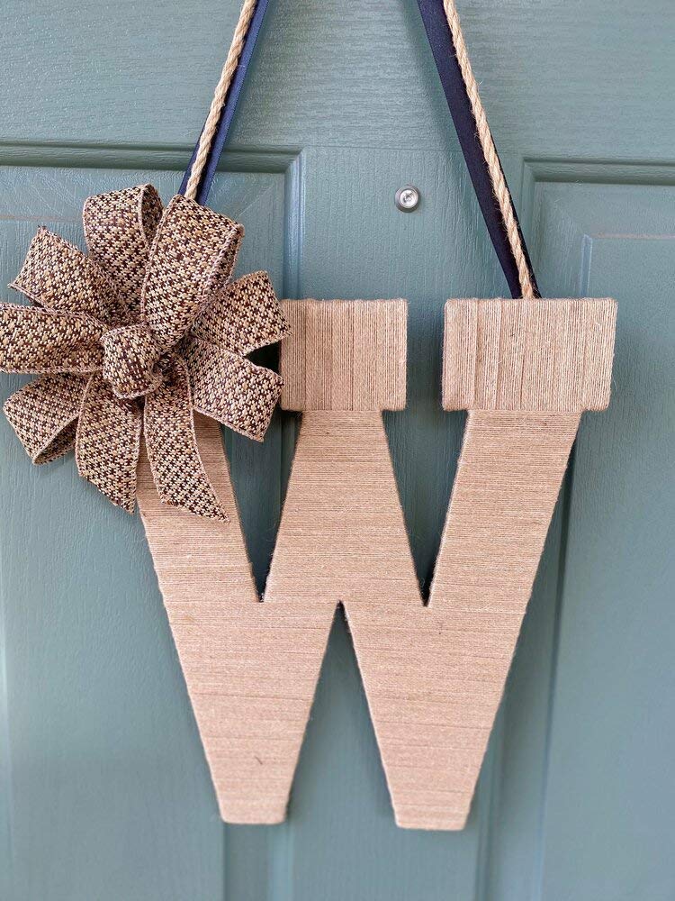 Buffalo Plaid Personalized Door Monogram-Burlap Front Door Decor Monogram-Door Decorations-Weatherproof