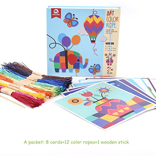 Mobee Color Rope Paste Painting Sticky Mosaics Kids 8 Cards DIY Art Crafts Creative Educational Toys