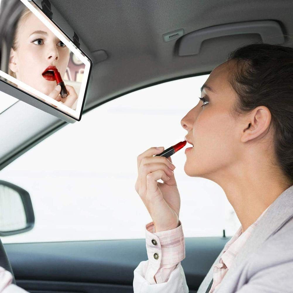 Car Visor Vanity Mirror,Battery Power Car Makeup Mirror with Lights 60 LED,3 Light Mode Car Vanity Mirror,Dimmable Sun Visor Mirror Clip-on Vanity Mirror for Women（Black）