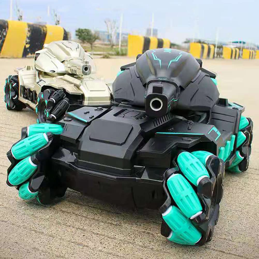 Xximuim RC Tank Car, 2.4G Electric Watch Remote Control Water Bomb Tank car Stunt Multiplayer Battle Toy Car, Can Drift Horizontally, 360° Stunt Rotation，Great Gift Toy for Boys