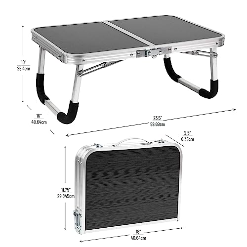 Mind Reader Woodland Collection, Portable Laptop Desk/Breakfast Table, Collapsible, Portable, Folding Table and Legs, 23.5" L x 16" W x 10" H, Black