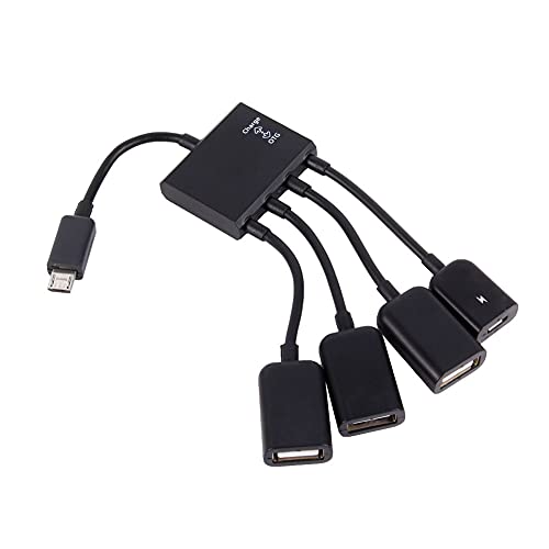 CHICIRIS Micro USB OTG Host Hub Splitter, USB Port Design Work Simultaneously Micro USB OTG Host Hub Cable Multi Functional for Office for Indoor