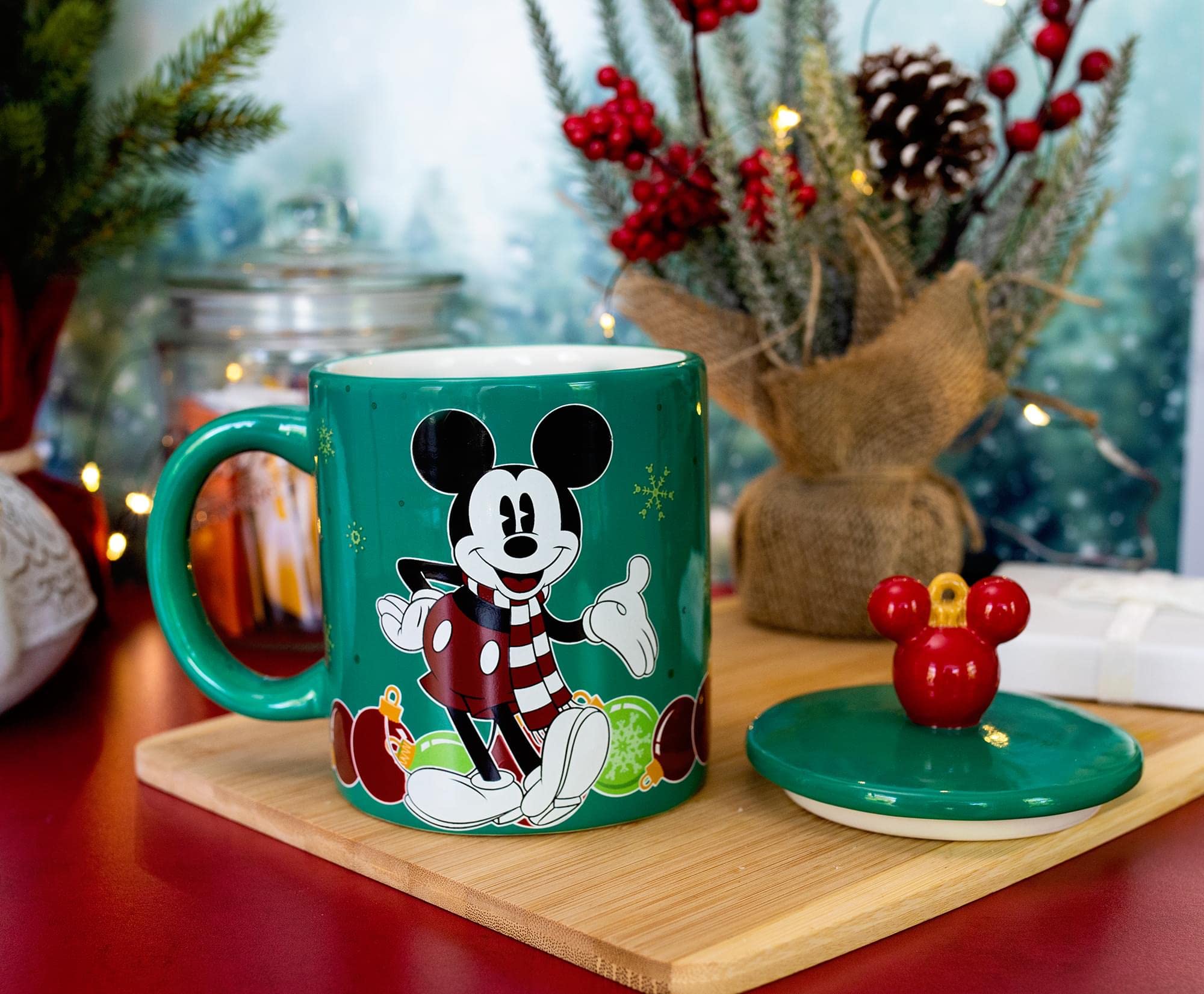 Disney Mickey Mouse Holiday Ornaments Ceramic Mug | Holds 18 Ounces