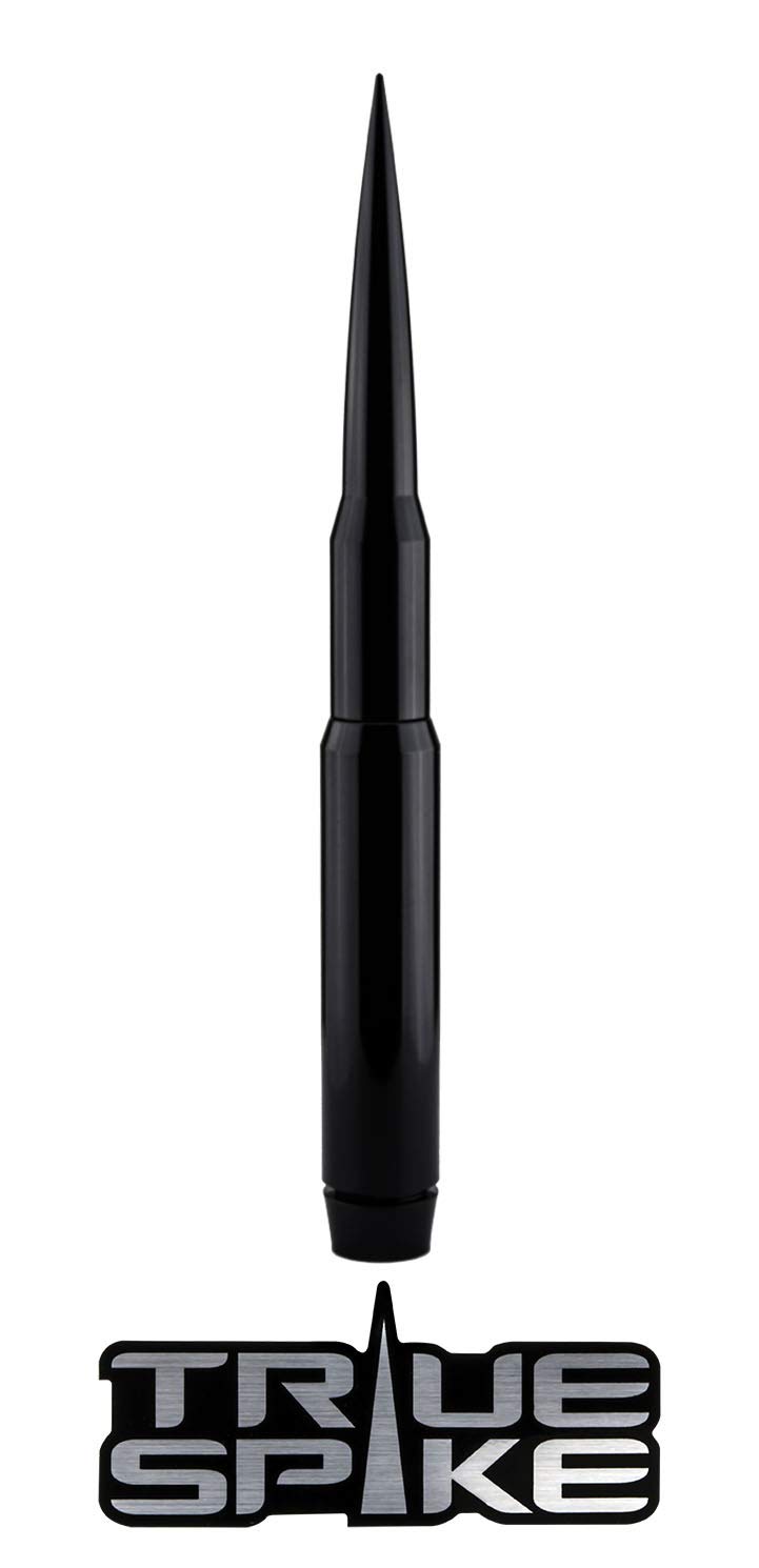 TRUE SPIKE 9 inch BLACK PENETRATOR FAT BULLET ANTENNA with ANTI-THEFT + COPPER COIL in Heavy Gauge CNC Machined Billet Aluminum Short Compatible with CHEVY SILVERADO 1500 2500 3500