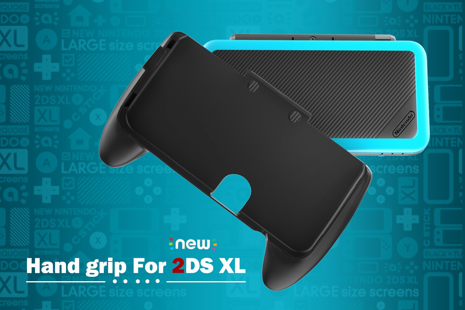MoKo Handle Grip Compatible with Nintendo New 2DS XL, Anti-Slip Protective Grip with Stand Compatible with Nintendo New 2DS XL/LL (2017) - Black