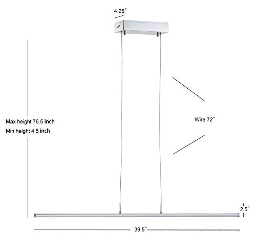 JONATHAN Y JYL7023A Conley 39.5" Dimmable Adjustable Integrated LED Metal Linear Pendant Minimalistic Modern Contemporary Dining Room Living Room Kitchen Foyer Bedroom Hallway, Chrome