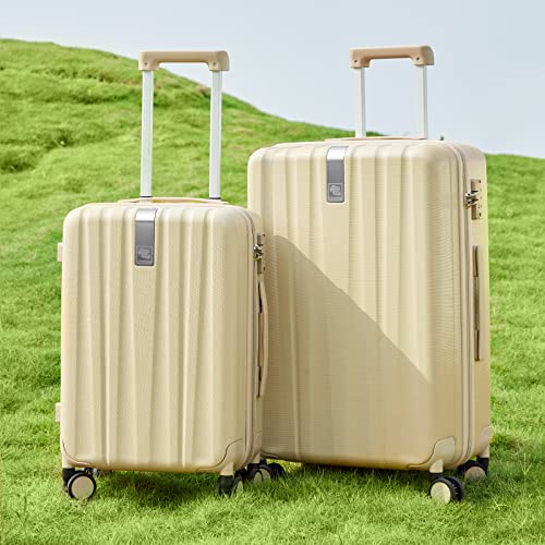 Hanke 20/29 Inch 2 Piece Luggage Sets PC Lightweight Hardshell Suitcases with Spinner Wheels & TSA Lock, Extra Large Rolling Travel Luggage, Nestable Storage 2 Piece Set 20/29(Cuba Sand)