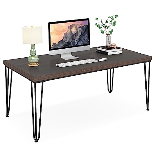 Tribesigns 62.9 Inch Rustic Computer Desk, Large Office Executive Desk with Metal Legs, Simple Writing Study Desk Workstation Conference Table Business FurnitureĀ for Home Office