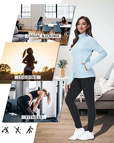COZZIPLUS Women Workout Zip Up Running Athetic Jacket-Women Stretchy Yoga Zip Top with Thumb Holes and 2 Pockets (Black,L)