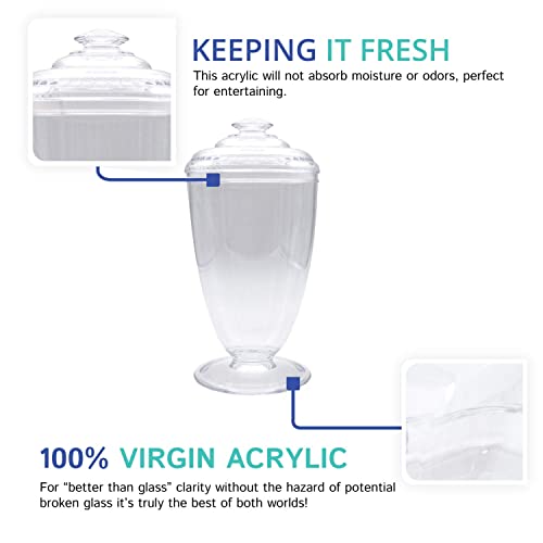 Huang Acrylic Clear Tall Apothecary Jar Centerpiece, Decorative Candy Cookie Display, Elegant Wedding Display, Home Decor Organizer Kitchen Canisters 6 x 6 x 11.5 inches