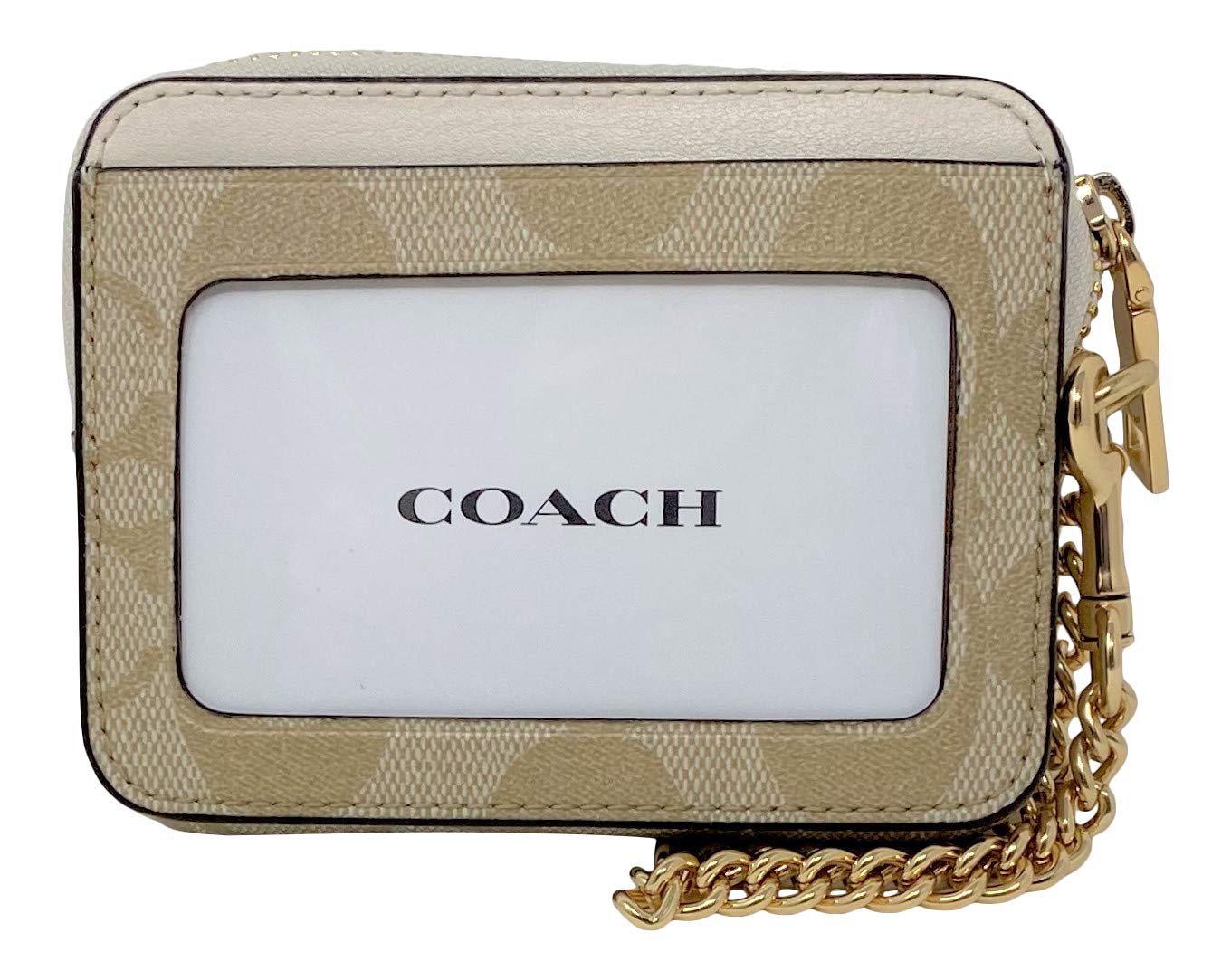 Coach Zip Card Case Khaki Chalk Style No C0058