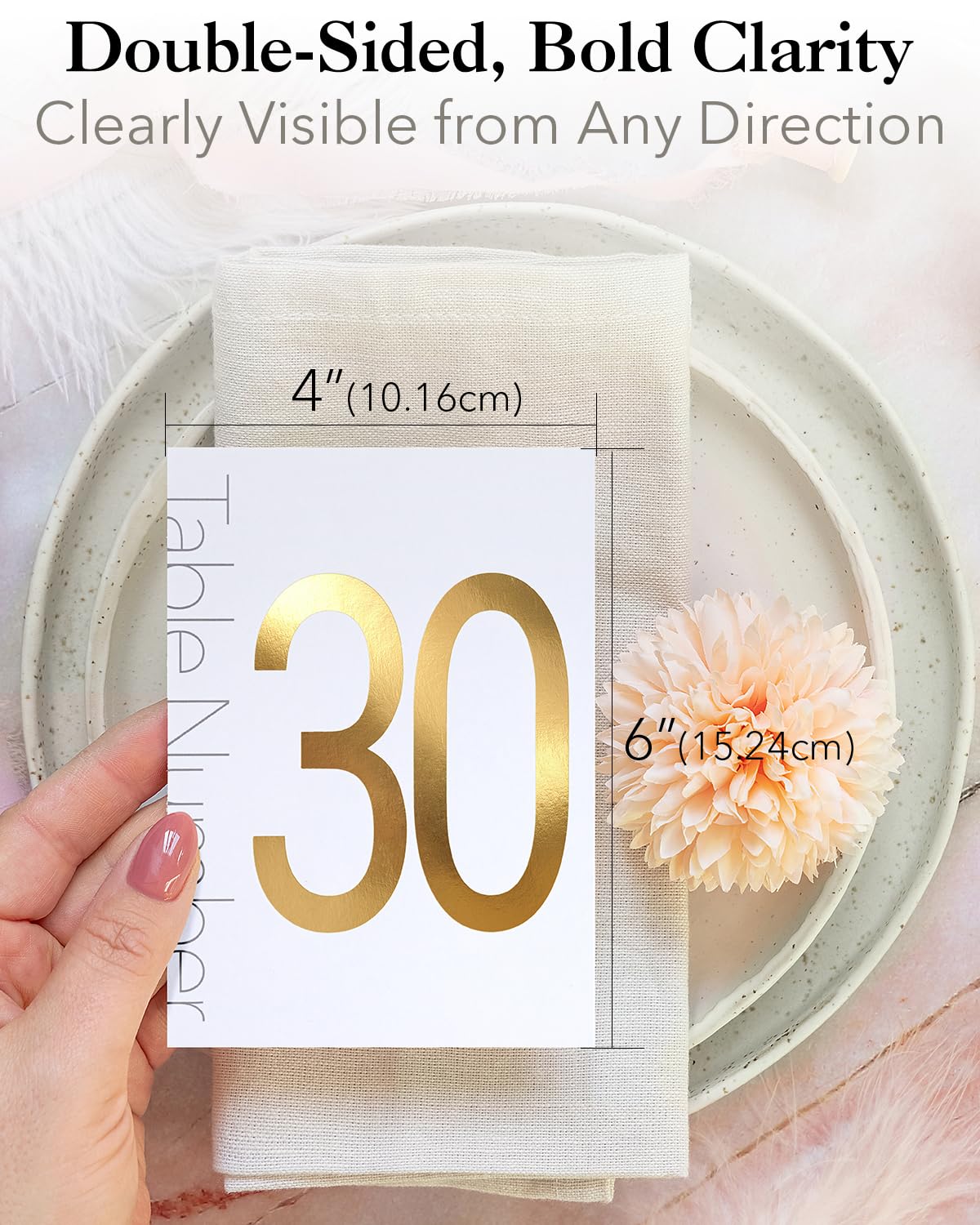ElegaAura 32 Pcs Wedding Table Numbers, Gold Table Numbers for Wedding Reception, Double Sided Foil Number Cards 1-30 + Head & Gift Table, 4x6 in Table Signs for Restaurant, Baby Shower, Party, Event