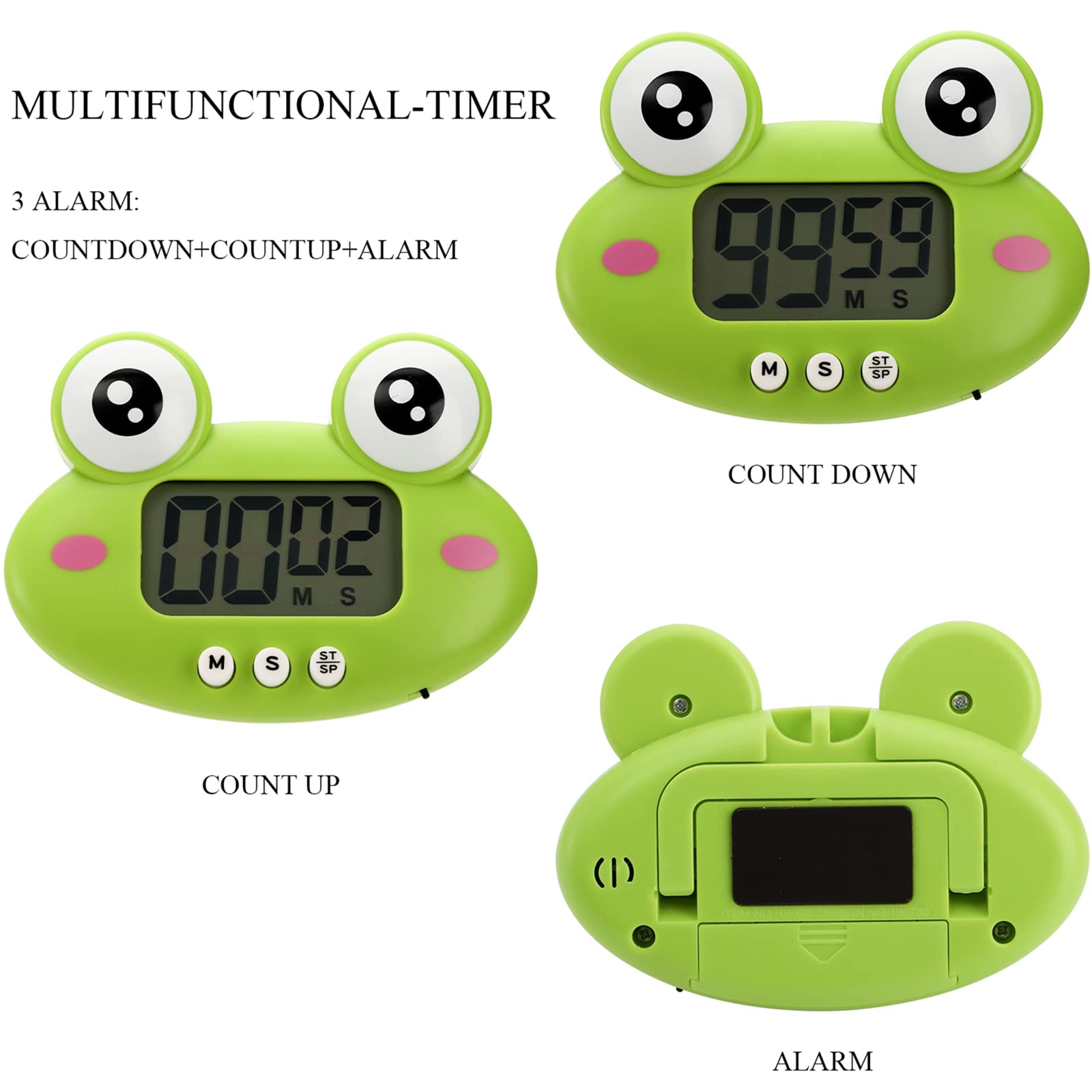 DEAYOU 3-Pack Digital Kitchen Timer, Small Electronic Timers for Cooking, Magnetic Cute Timer Clock with Stand for Kid, Teacher, Senior, Exercise, Study, Baking, Big Digits, Loud Alarm, Count Up Down