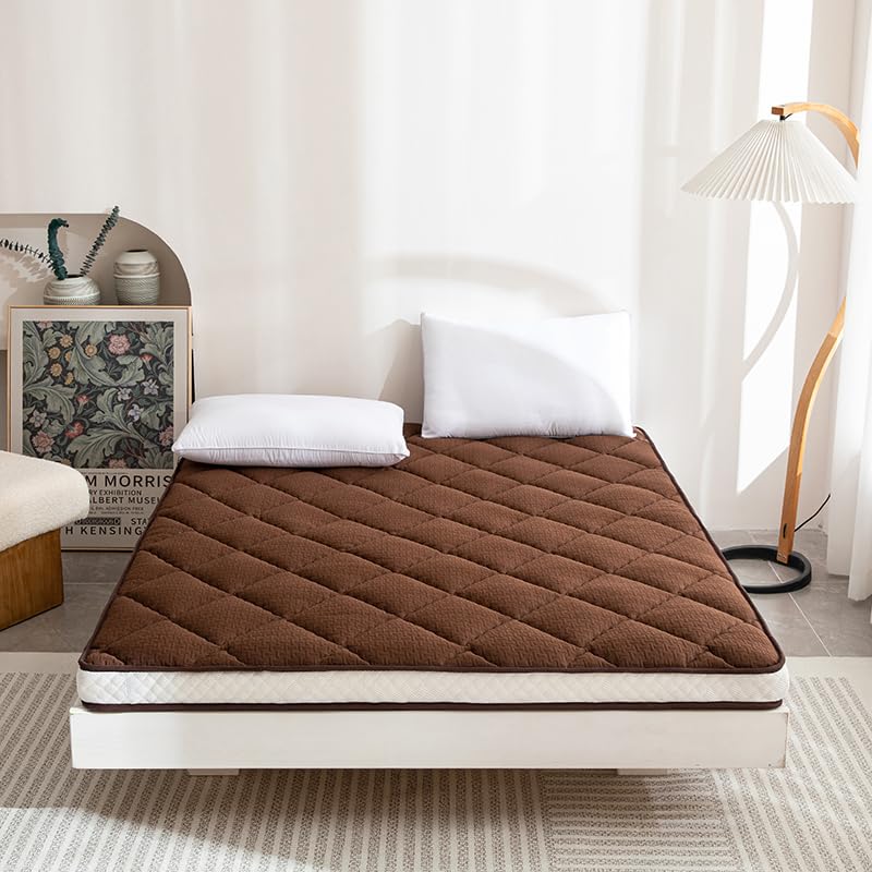 GYK Thicken Memory Foam Mattress Topper, Foldable Roll Up Camping Road Trip Japanese Floor Futon,Tatami Mat Sleeping Pad,Knitted air Layer Cotton Fabric,Cool Sleep