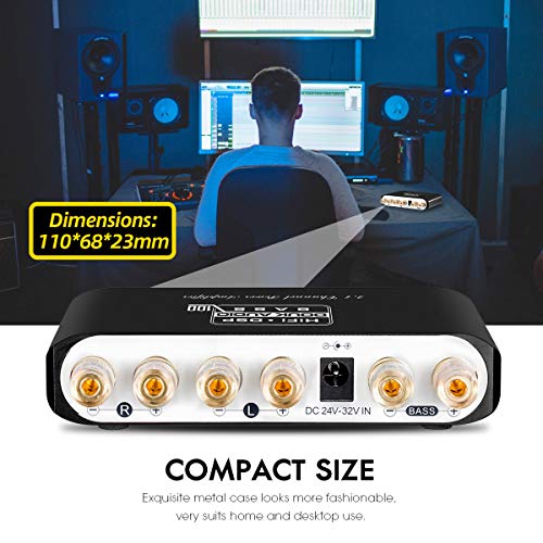 Nobsound 2.1 Channel Hi-Fi Bluetooth Power Amplifier, Mini Stereo Audio Amp with Dual DSP, Subwoofer Output, Desktop Mini Size, Home Theater (Q100)