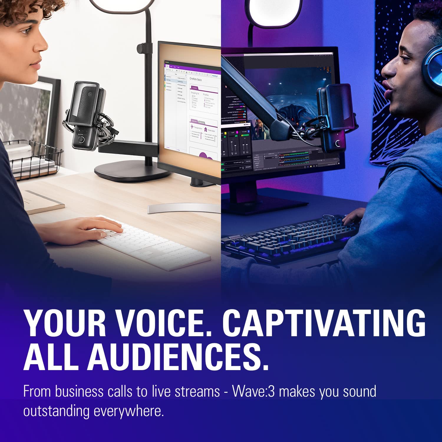 Elgato Wave:3 - Premium Studio Quality USB Condenser Microphone for Streaming, Podcast, Gaming and Home Office, Free Mixer Software, Sound Effect Plugins, Anti-Distortion, Plug ’n Play, for Mac, PC