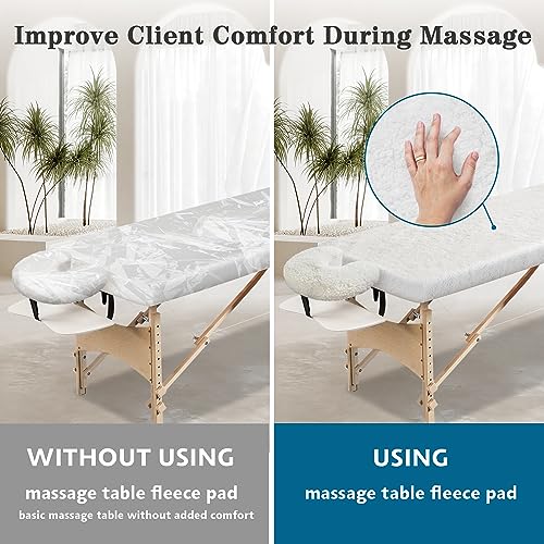 Massage Table Pad Set Premium Fleece Professional SPA Massage Bed Pad, Natural & Thickened & Extra Soft Fleece Massage Table Cover, Includes Pad and Face Rest Cover, 31β W x 72β L