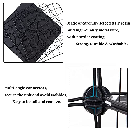 PINVNBY Metal Mesh Small Animal Cage 3-Tier Rabbit Wire Pen Fence with Ramps Pet House with Doors Cats Playpen for Kitty Puppy Bunny for Indoor Use (Black)