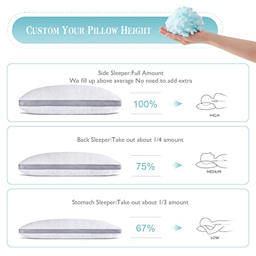 Meoflaw Cooling Pillows Standard Size Set of 2,Shredded Memory Foam Bed Pillows for Sleeping,Standard Pillows for Back & Side Sleepers,Adjustable 2 Pillows Standard Size with Washable Cover