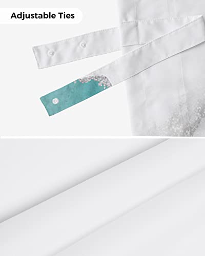 Segard Tie Up Valance for Windows,Marble Turquoise Gold and White Colors Kitchen Valances Adjustable Rod Pocket Window Shade Valance,Ink Painting Short Curtains Window Treatment for Bedroom 60x18in