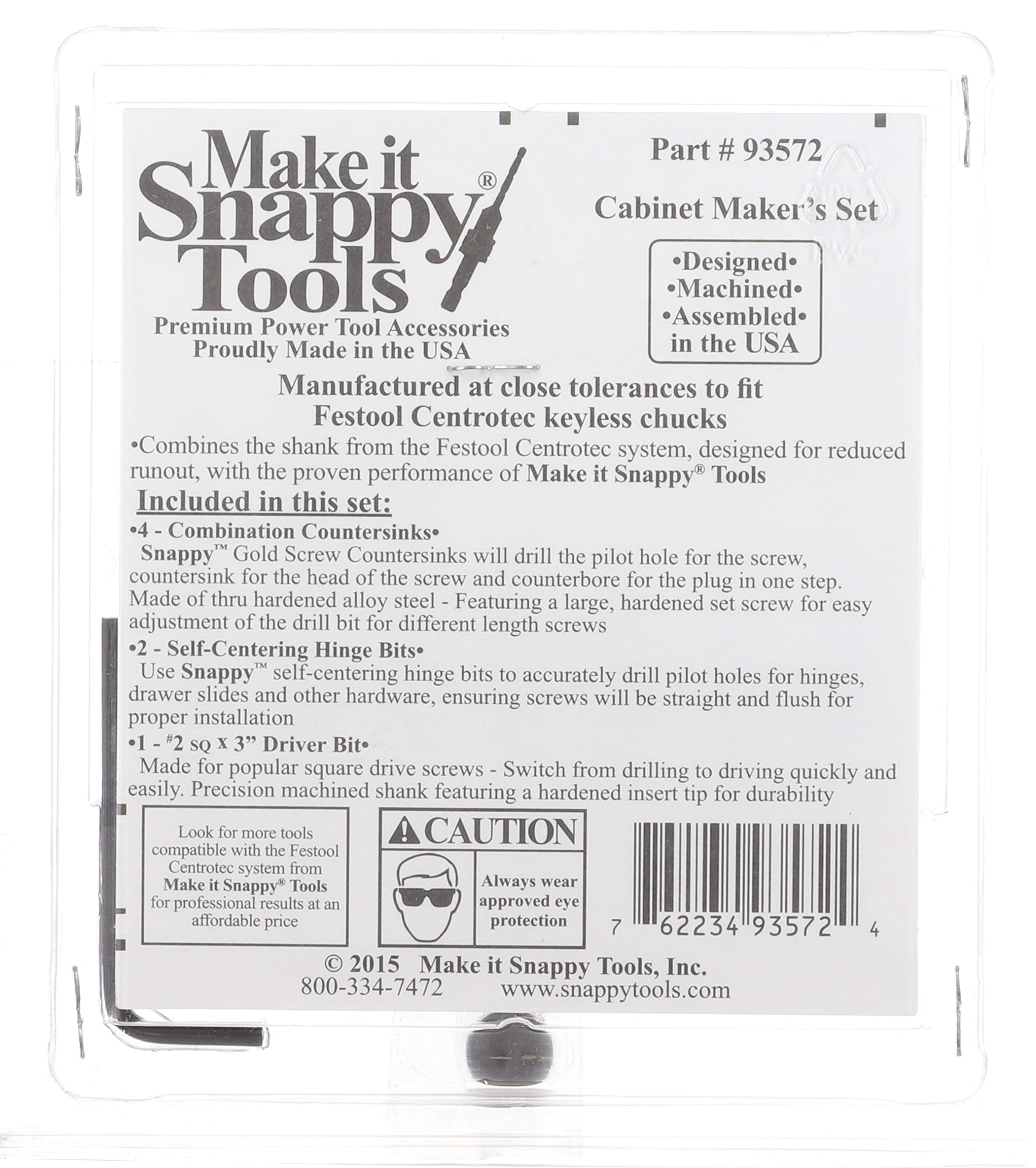 SNAPPY 7-Piece Cabinet Makers Set Fits Festool Centrotec Chucks #93572