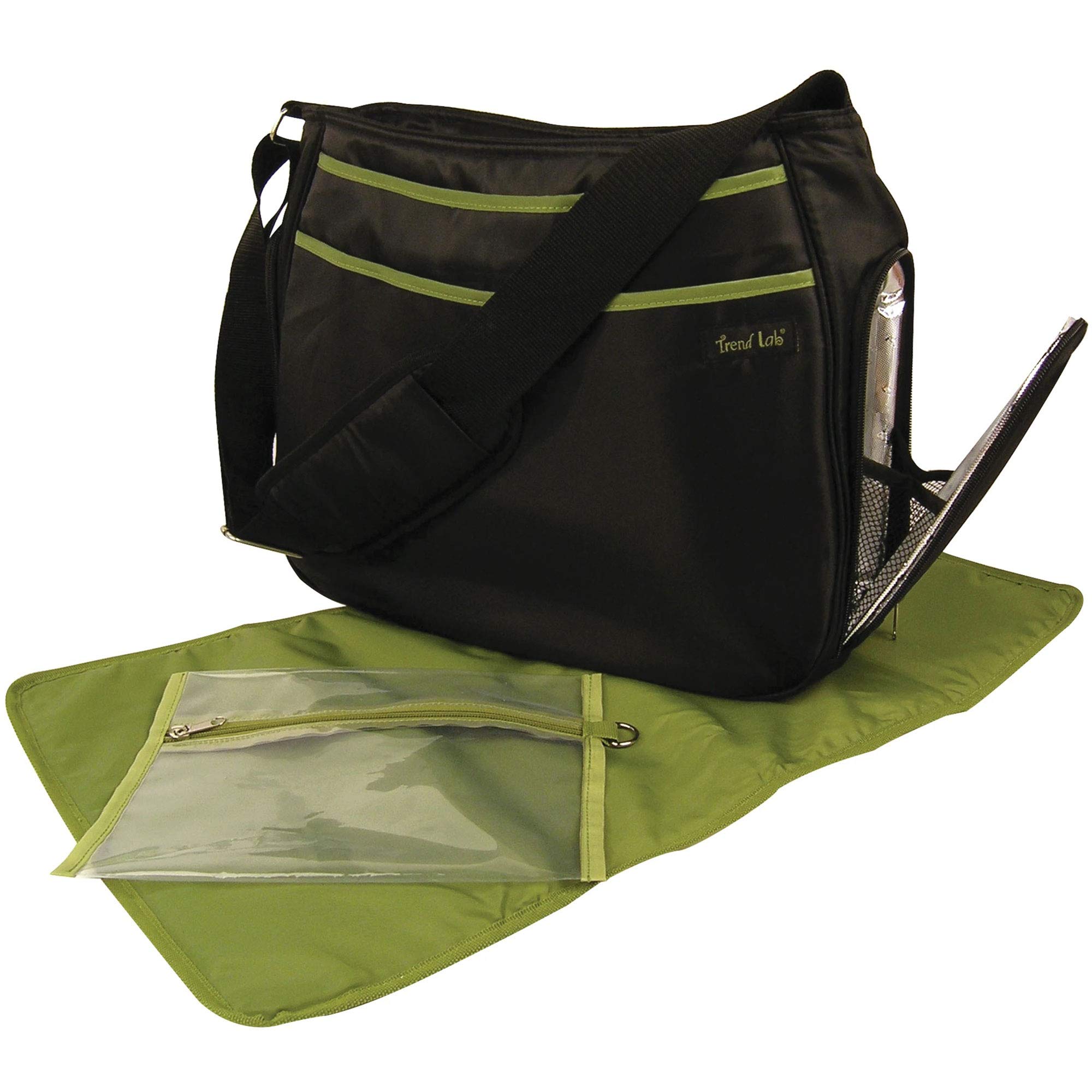 Trend Lab Black with Avocado Ultimate Hobo Style Tote Diaper Bag with Shoulder Strap