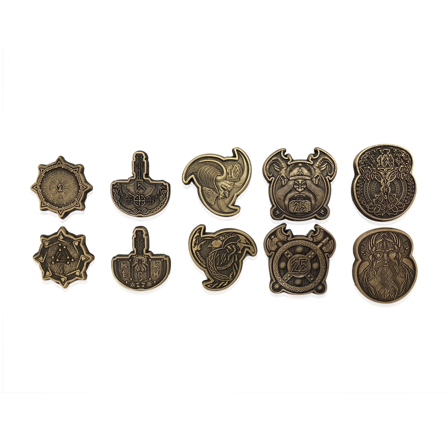 Norse Foundry Adventure Coins - A Set of 10 Metal Plated Novelty Coins in Vikings Style - Perfect for Any Roleplaying Game (RPG) or LARP Session