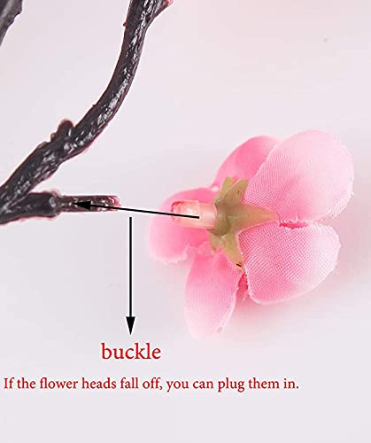 Suandsu 2 Pcs Artificial Plum Blossom Fake Wintersweet DIY Flowers Home Hotel Office Wedding Party Garden Decor 9'' High Red