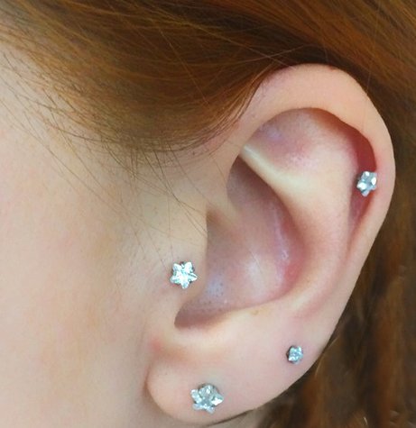 Briana Williams 16g 3mm Black Cubic Zirconia Triple Forward Helix Ear Cartilage Tragus Studs Earrings Lip Piercing 6mm Bar 4pcs