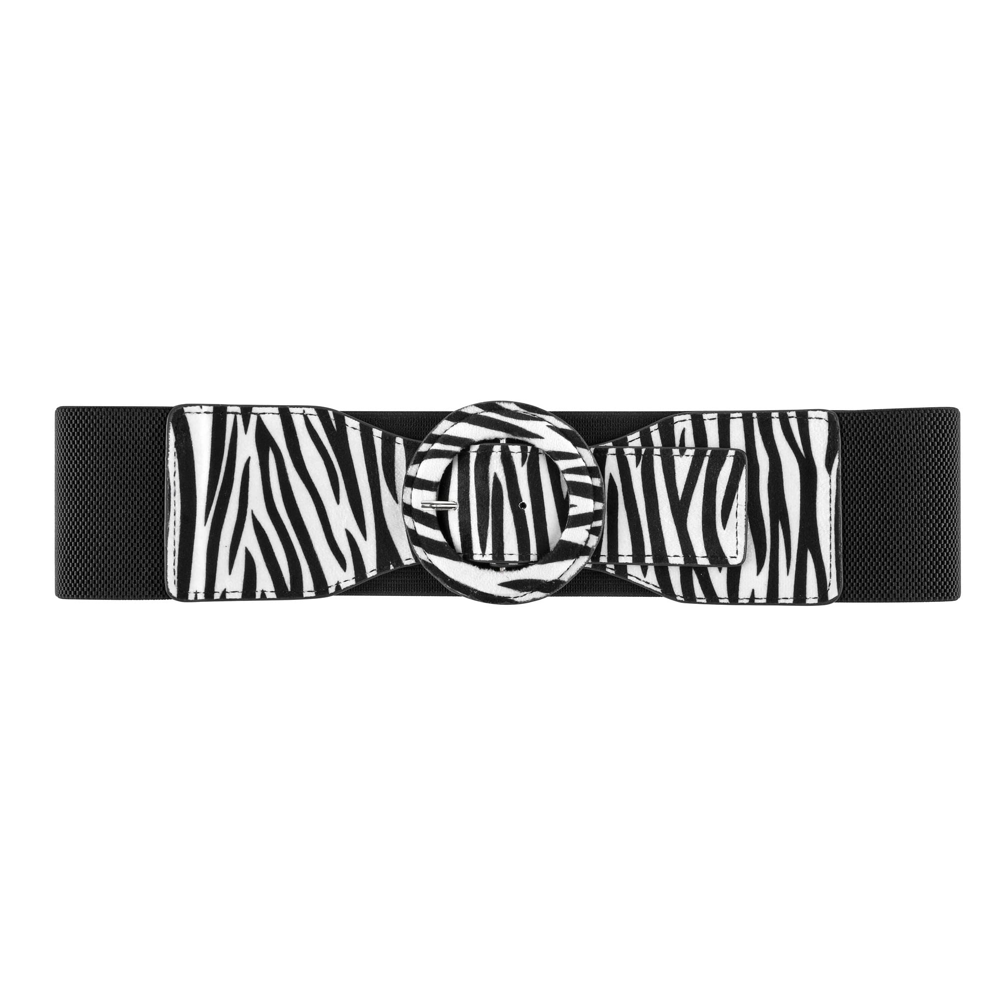 CHIC DIARY Elastic Waist Belt for Women Zebra Print Wide Cinch Belt Stretchy Waistband