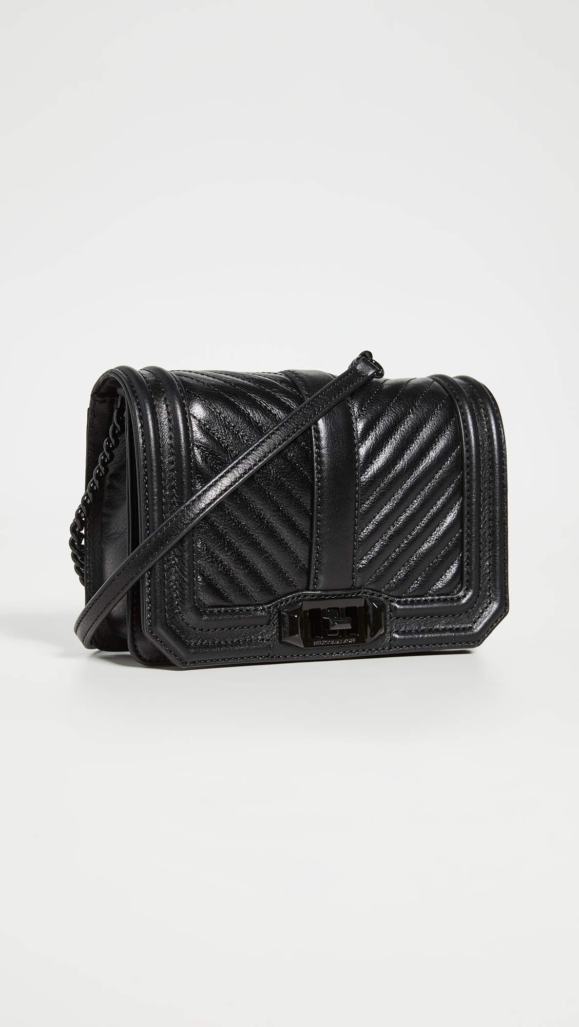 Rebecca Minkoff womens Chevron Quilted Love Crossbody Handbag, Black, One Size US