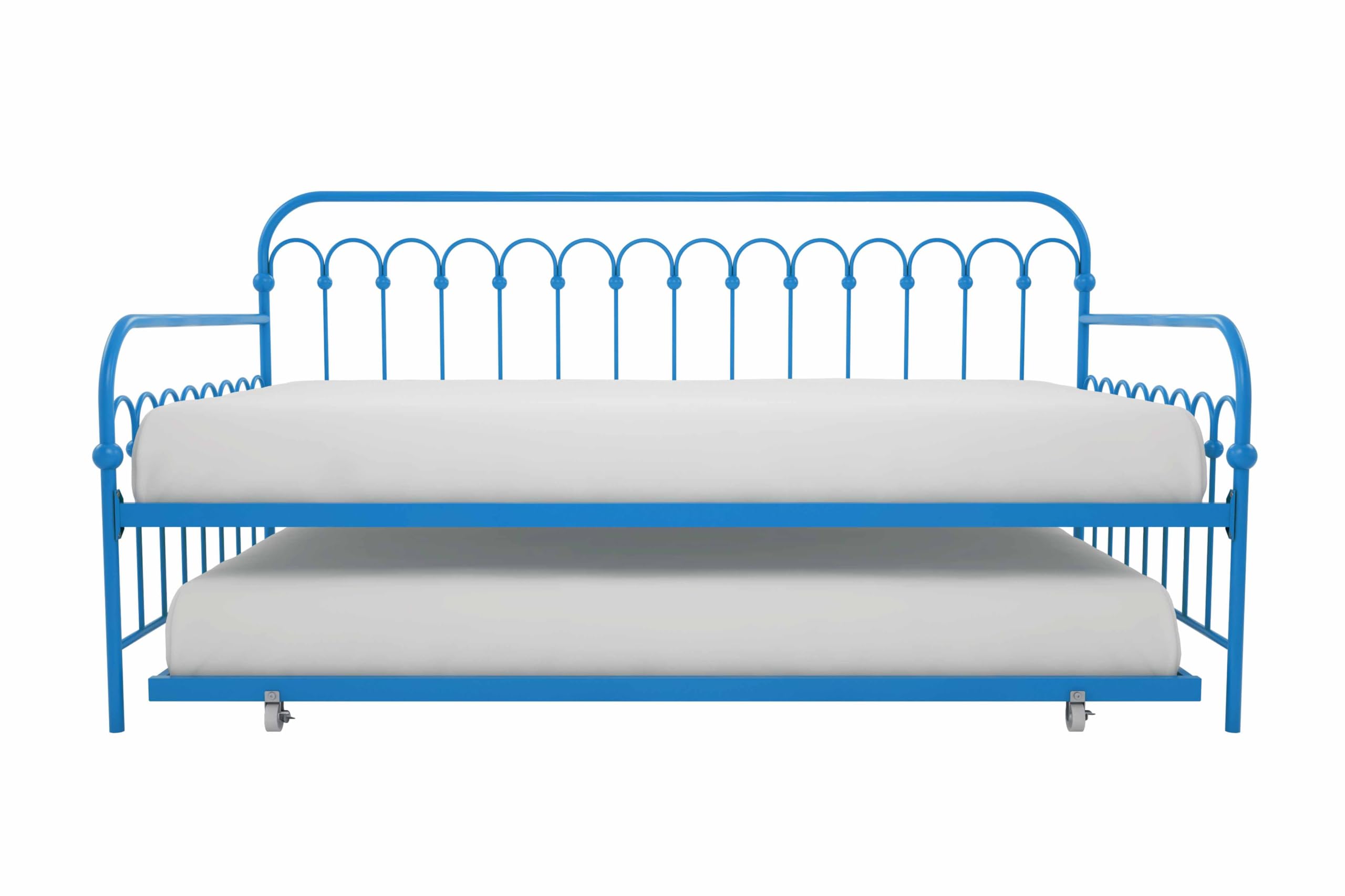 Novogratz Bright Pop Metal Daybed with Roll Out Trundle - Chic, Stylish, Space-Saving Design - Includes Sturdy Steel Slats