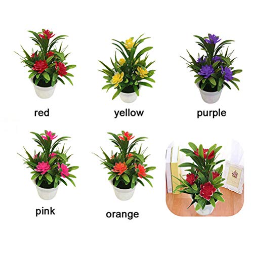 TUANJIE Outdoor Flower Fake False Plants Flowers Artificial Garden Decor with Pot 5 Head Home Decor for Home Decor Wedding Decorative Flowers DIY,Yellow