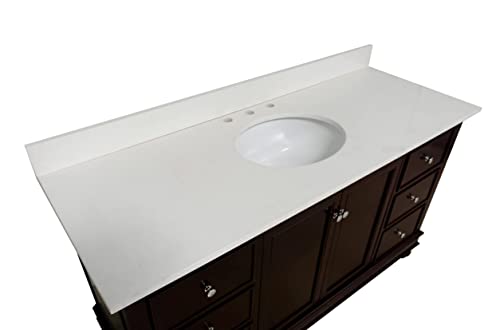 Kitchen Bath Collection Bella 60-inch Single Bathroom Vanity (Chocolate/Quartz): Includes Chocolate Cabinet with Stunning Quartz Countertop and White Ceramic Sink
