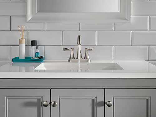 Delta Faucet Esato Centerset Bathroom Faucet Brushed Nickel, Bathroom Sink Faucet, Drain Assembly Included, SpotShield Brushed Nickel 25897LF-SP