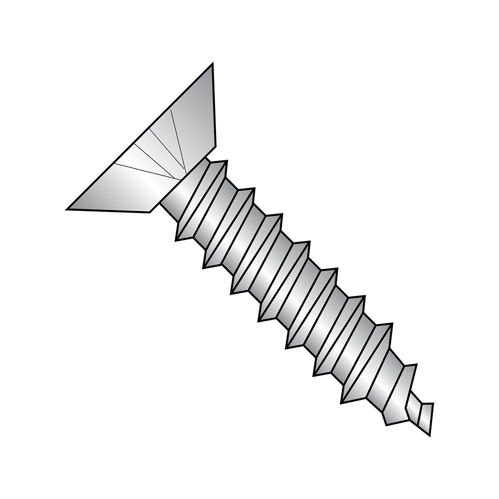 Small Parts 0204APU188 18-8 Stainless Steel Sheet Metal Screw, Plain Finish, Undercut 82 degrees Flat Head, Phillips Drive, Type A, #2 Thread Size, 1/4" Length (Pack of 100)
