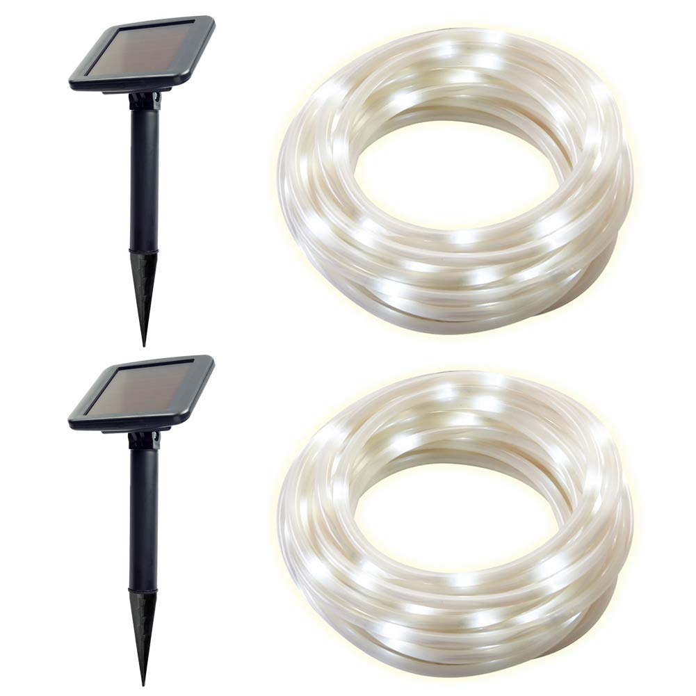 Ntsevsun Solar Rope Lights Outdoor, Waterproof 50 LED Solar String Light, Decoration Light for Outdoor,Garden,Gate,Patio,Yard,Lawn,Home,Wedding,Christmas Party (White) Pack of 2