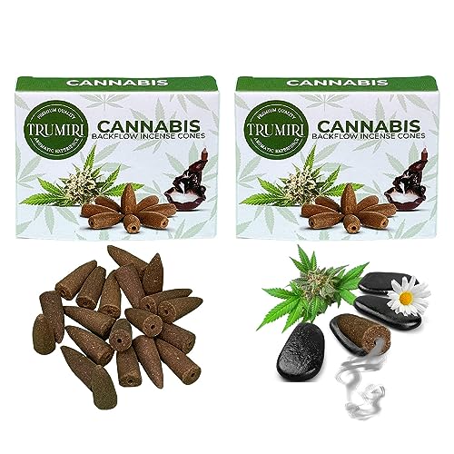 Cannabis Backflow Incense Cones - Total 20 Incense Cones Waterfall - Dual Pack of 10 Incense Backflow Cones - Waterfall Incense Cones - Incense Waterfall Cones