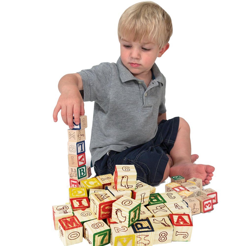 Number 1 In Service Wooden Alphabet Blocks, Best Wagon ABC Wooden Block Letters Come in a Pull Wagon for Easy Storage and Movement, Most Entertaining Wooden Toy for Toddlers, 30 Pieces Set.