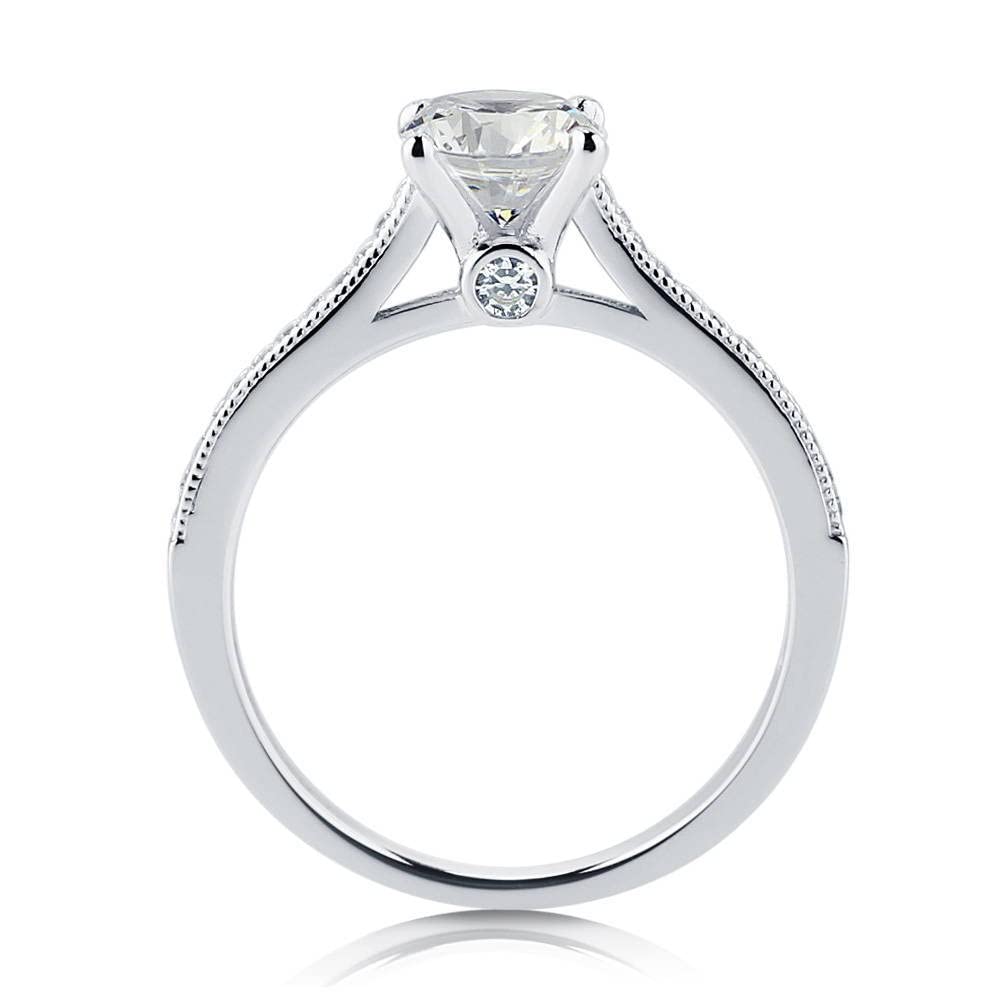 BERRICLE Sterling Silver Solitaire Wedding Engagement Rings 1 Carat Round Cubic Zirconia CZ Promise Ring for Women, Rhodium Plated Size 8