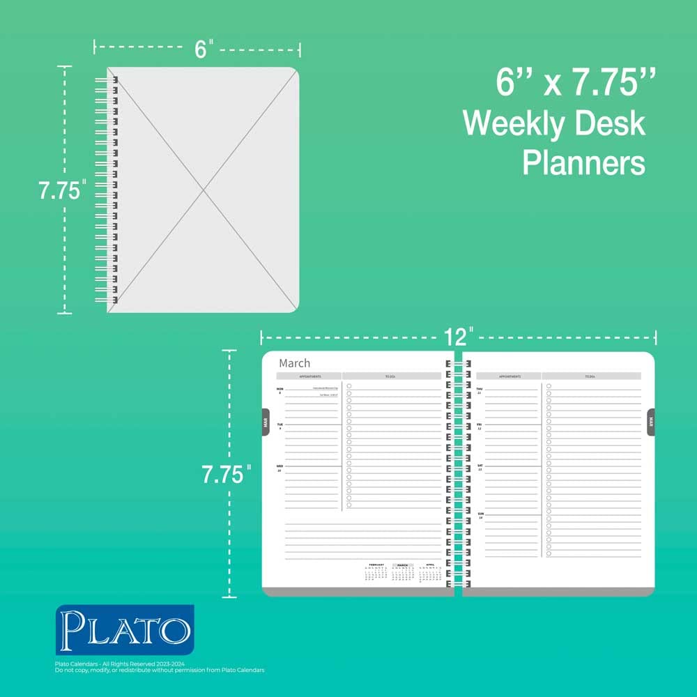 Busy Bees | 2024 6 x 7.75 Inch 18 Months Weekly Desk Planner | Foil Stamped Cover | July 2023 - December 2024 | Plato | Planning Stationery