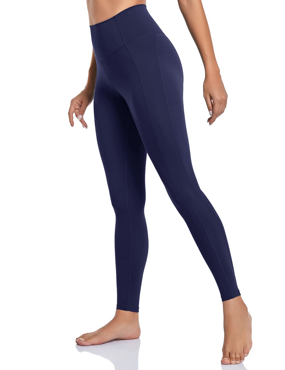 coastal rose Women's High Waisted Workout Leggings 7/8 Length Sport Tights with Inner Pocket Tummy Control Yoga Pants Midnight Blue S