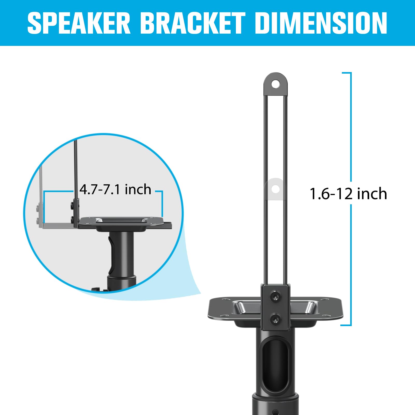 Mounting Dream Speaker Stands - Height Adjustable Speaker Stand for Vizio, Polk, JBL, Sony, Speaker Stands Pair with Wire Management (Holds up to11LBS Per Stand)