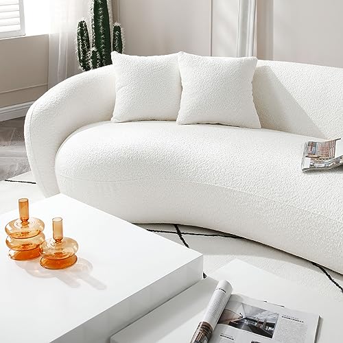 ERYE Modern Half Moon Comfy Sectional Leisure Couch,102" Teddy Fleece Boucle Curved Sofa, Beautiful Freestanding 5 Seats Sofa&Couch for Living Room, Professionally Perfect Shape More Decorative