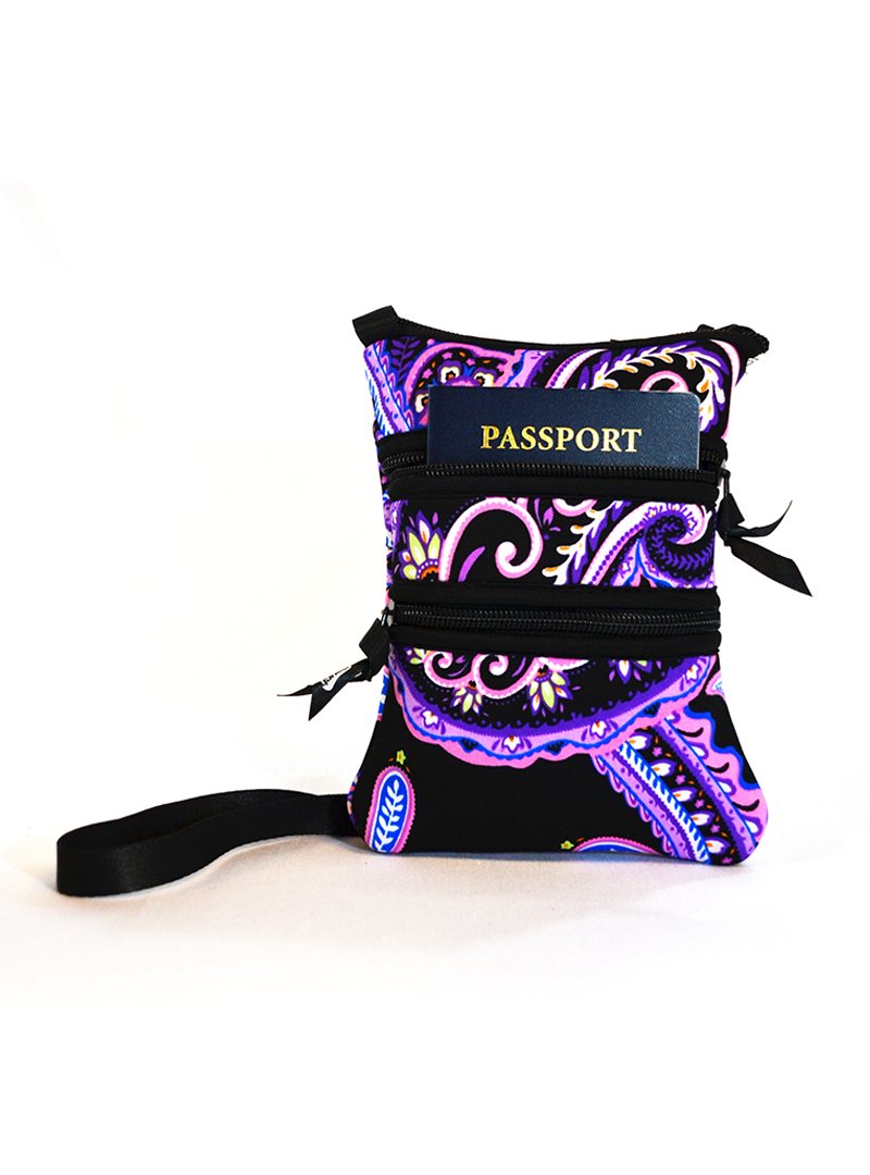 NuPouch Sling Hipster Cross Body Purse Women's Handbag, Purple Paisley