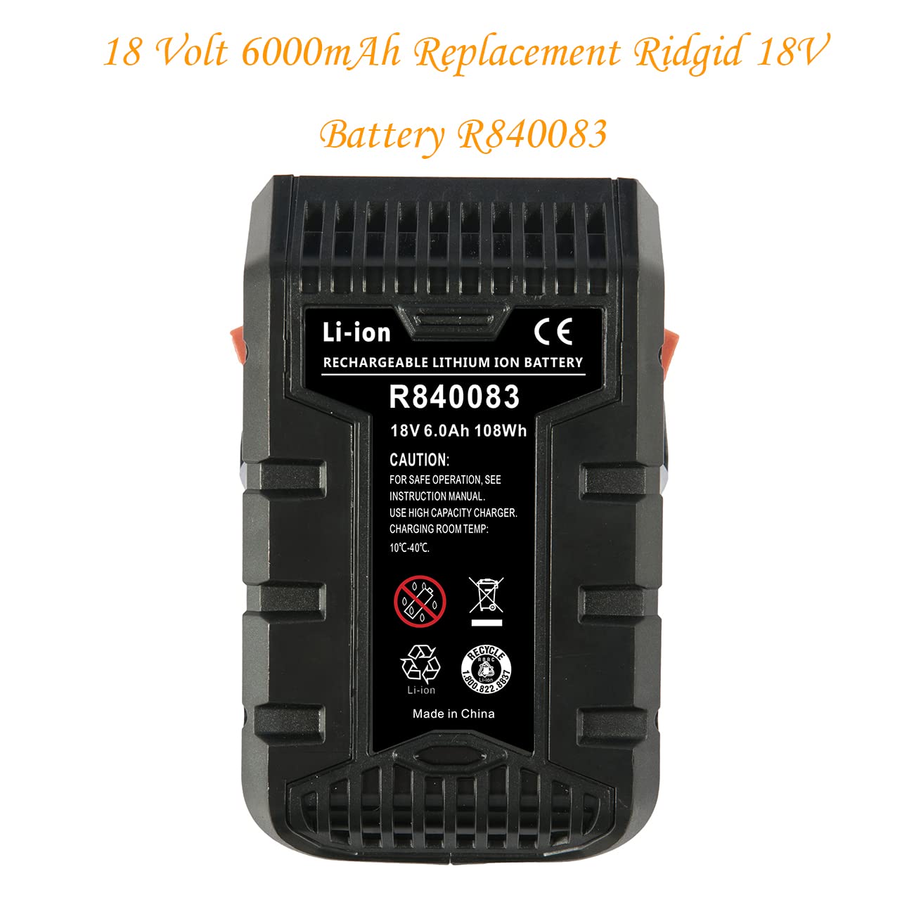 CELL9102 2Pack 18V Battery for Ridgid 18V Battery R840087 R840083 R840086 R840084 AC840085, Compative with Ridgid 18V Tools, Capacity Output 5.0Ah