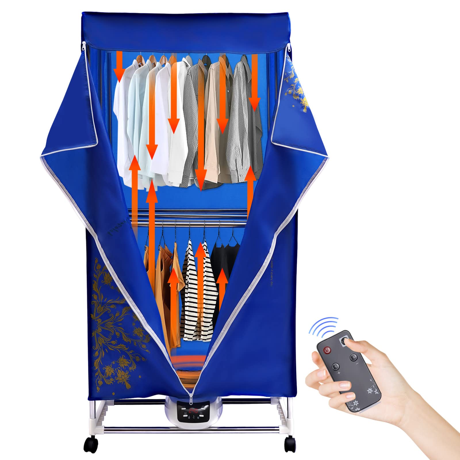 Clothes Dryer Portable Travel Dryer Machine,1200-1500W Folding Dryer Machine,Portable Dryer for Apartments,PTC 5-layer Heating Electric Clothes Drying (Printed)