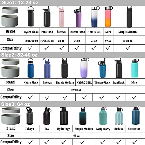 Miracredo 2 PCS Silicone Water Bottle Boot, Protective Silicone Sleeve, Anti-Slip Bottom Cover with Silicone Ring, BPA Free, Compatible with Simple Modern, Iron Flask, Thermoflask, Hydro Flask
